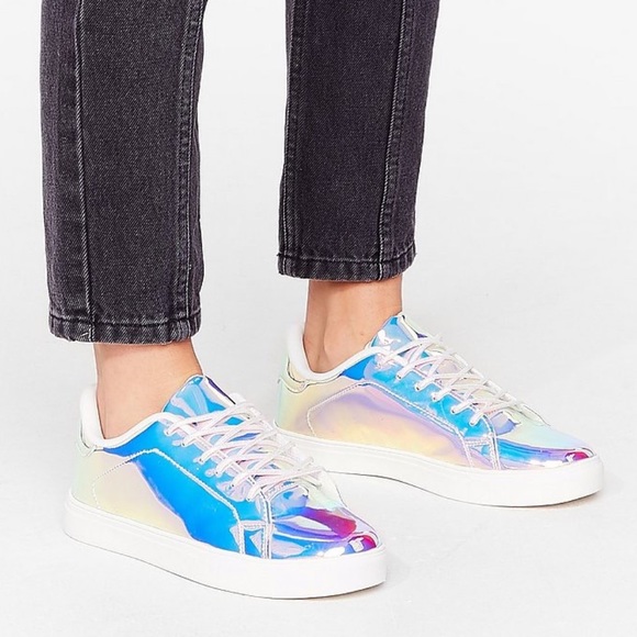 Nasty Gal | Shoes | New Nasty Gal Holographic Patent Platform Sneakers ...